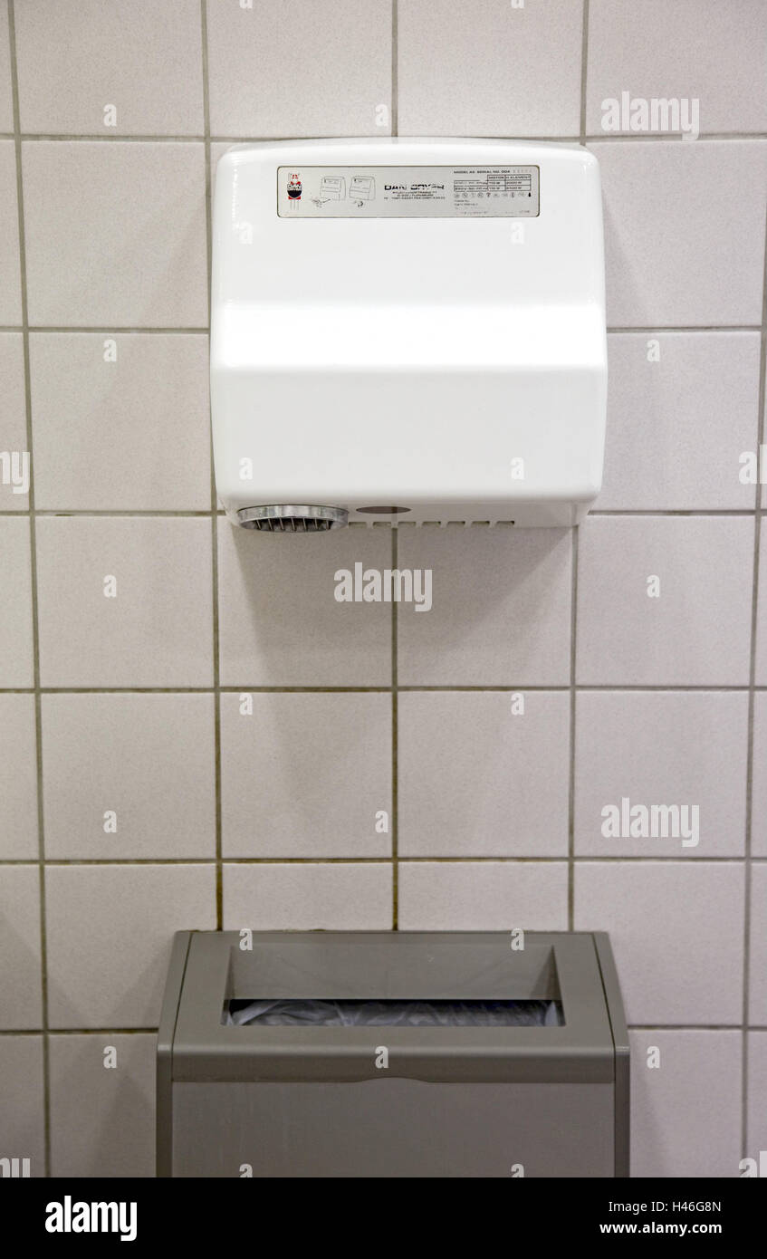 Laundry, hand dryer, indoors, WC, nobody, public, tiles, service area ...