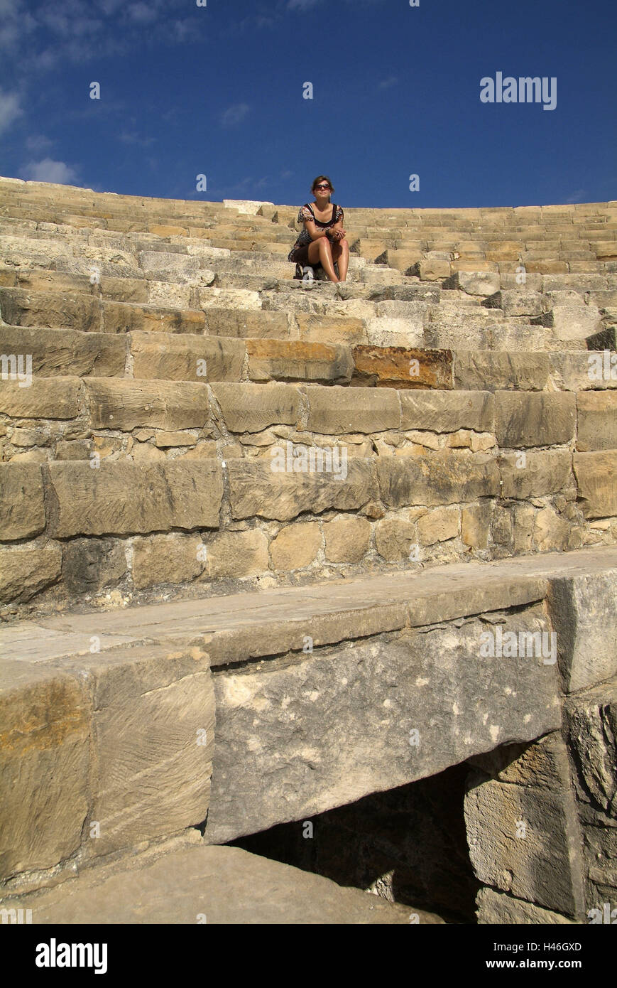Cyprus, Greek part, Kourion, amphitheatre, tourist Stock Photo - Alamy