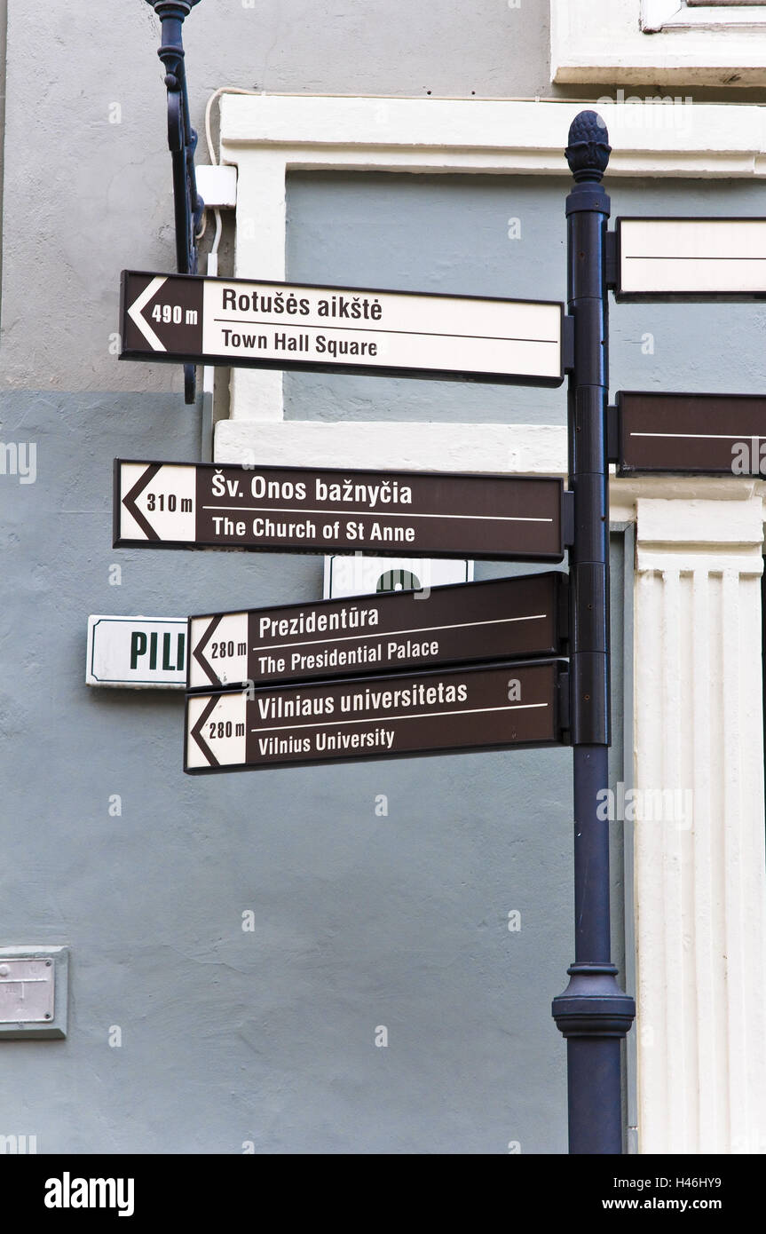 Lithuania, Vilnius, old town, signs, Pilies Gatve Stock Photo - Alamy