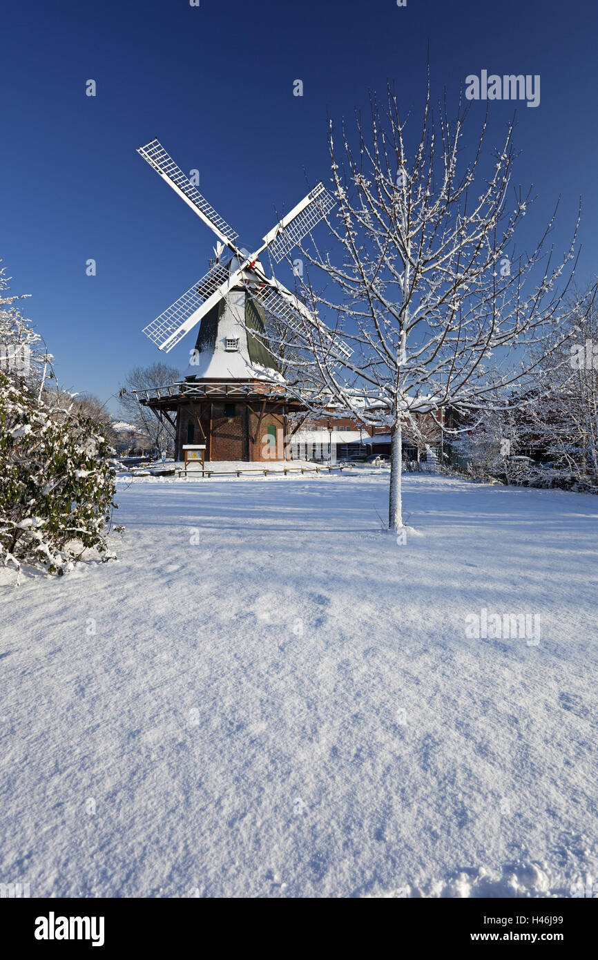 Germany, Wilhelmshaven, winter mood, Kopperhörner mill Stock Photo - Alamy