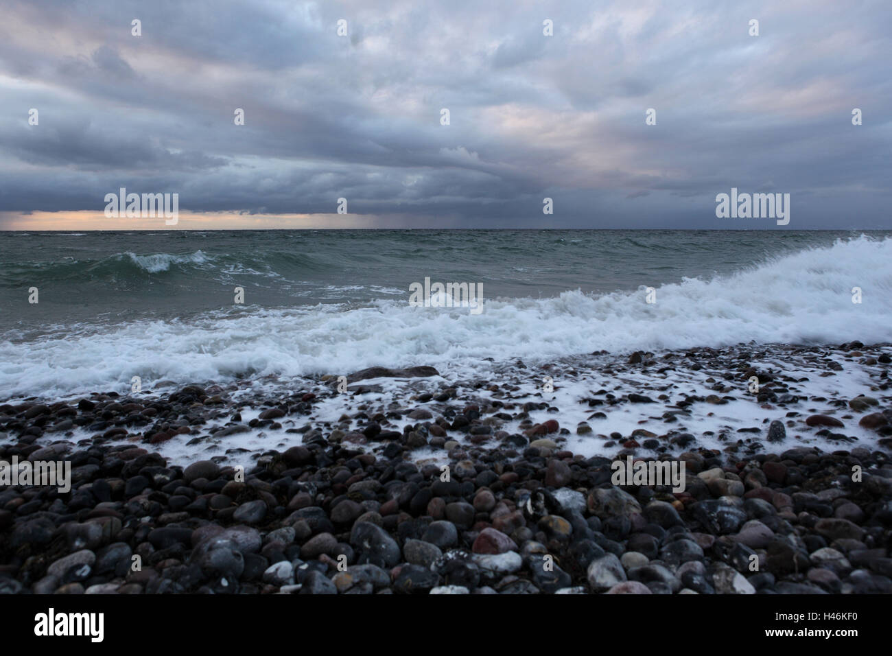 The Baltic Sea, stormily, clouds on the north beach Rügen Stock Photo ...