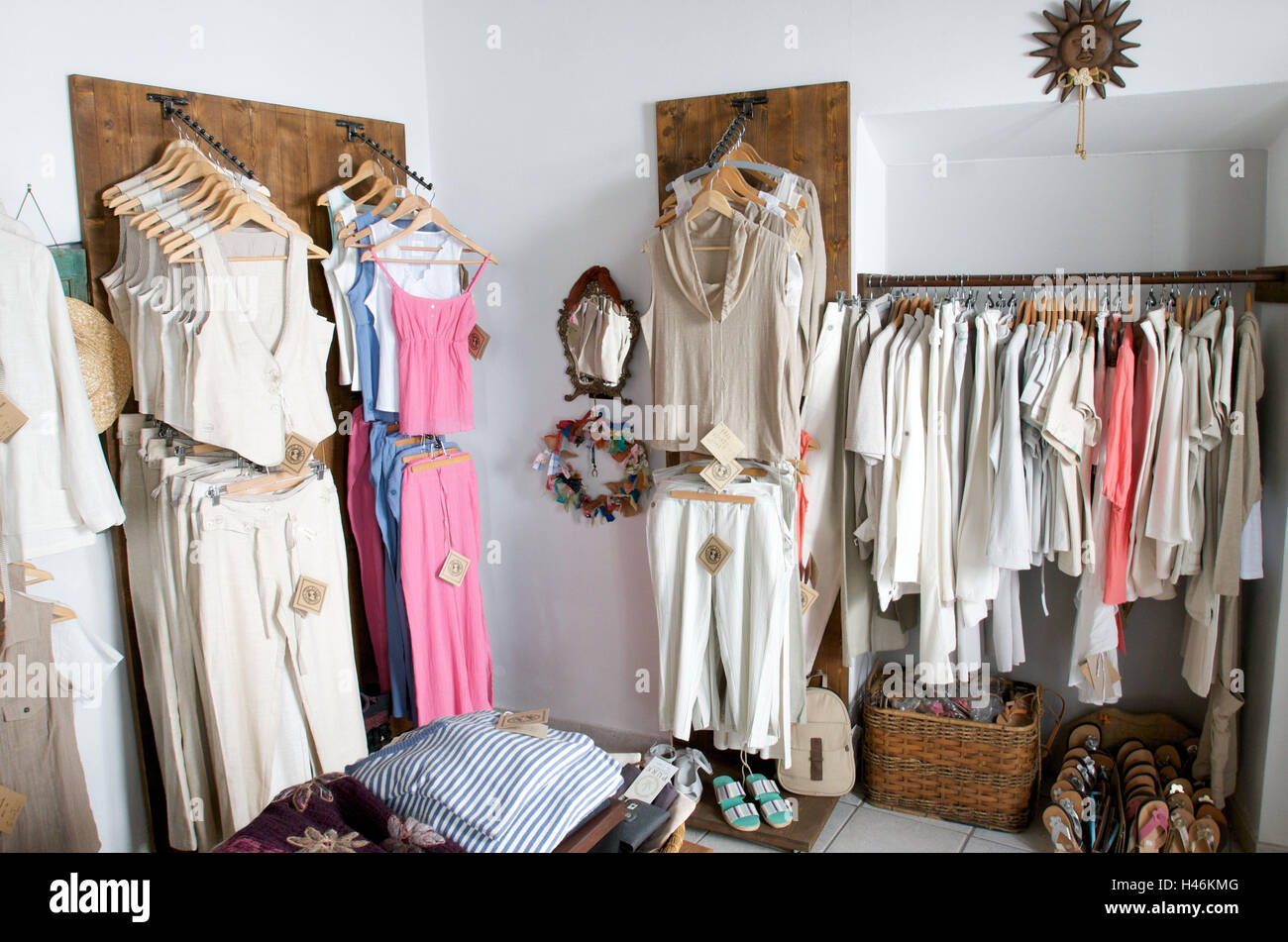 Boutique, clothes, Apollonia, island Sifnos, the Cyclades, Greece Stock ...