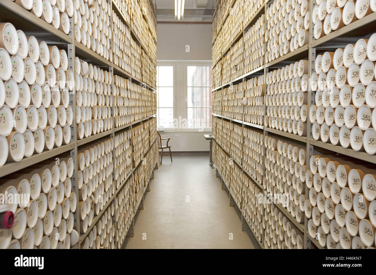 Archive, shelves, plans, roles Stock Photo - Alamy