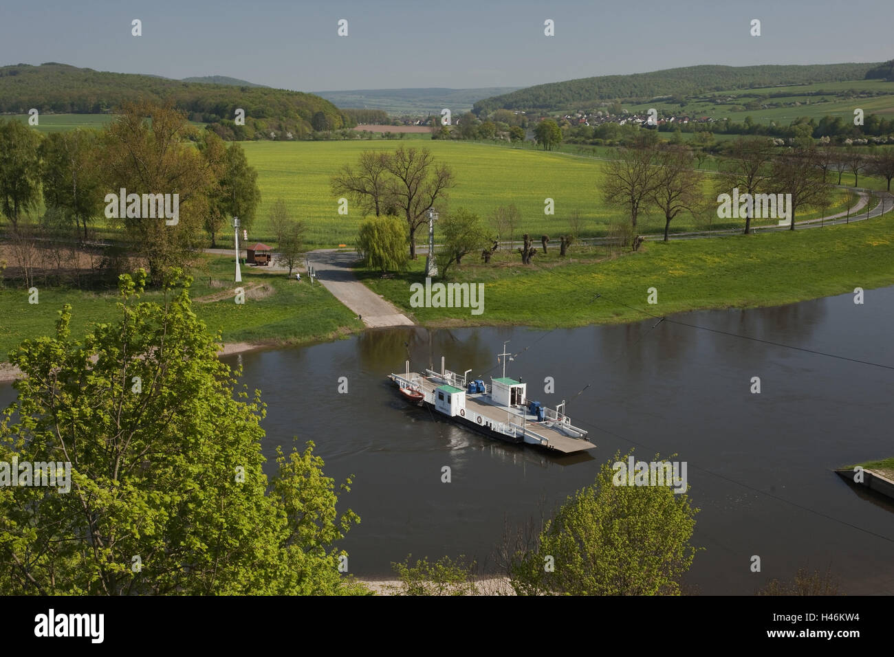 Germany, Lower Saxony, Weser ferry at Polle Stock Photo - Alamy