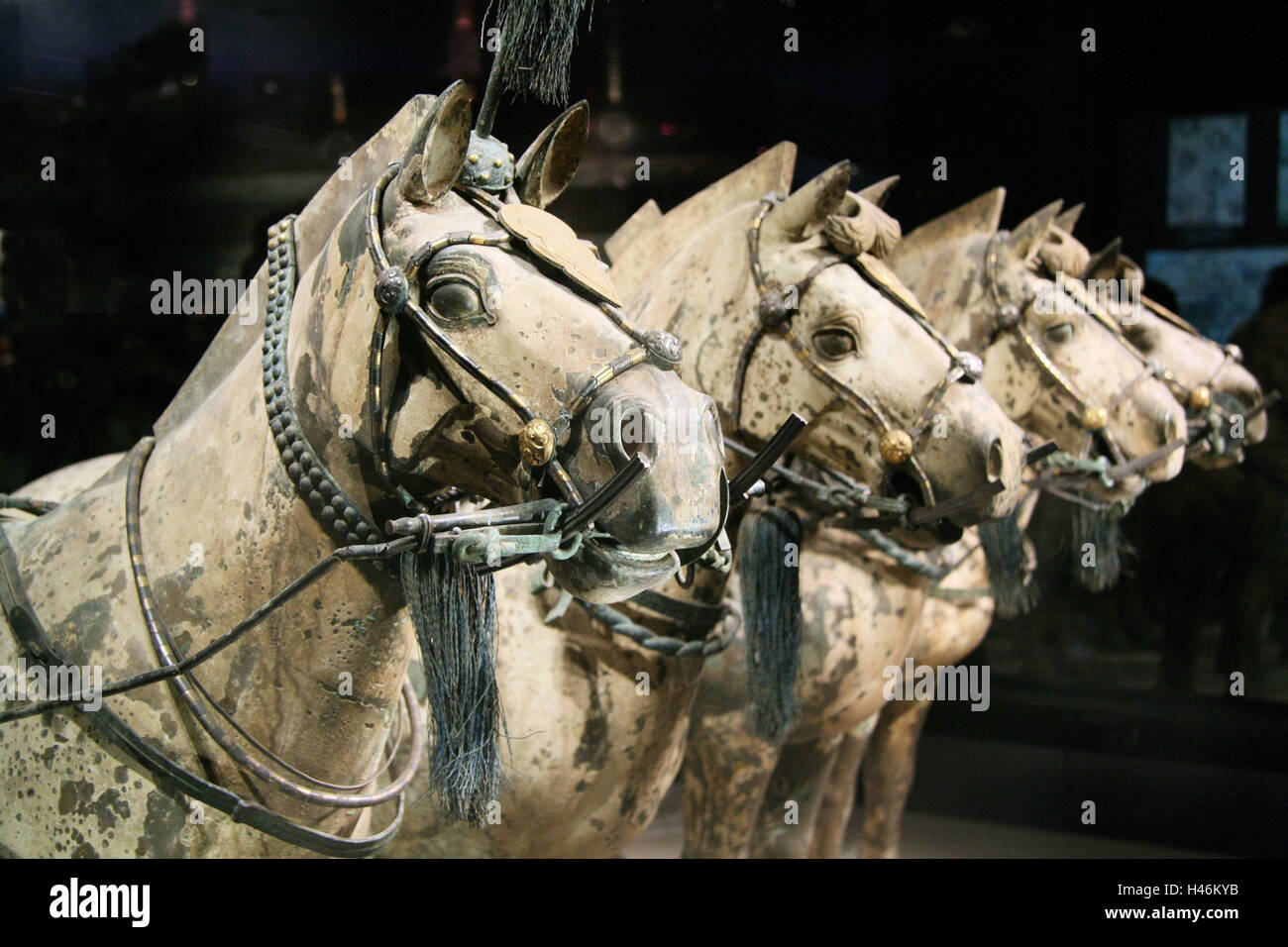 China, Xi'an, terracotta army, horse's figures an imperial carriage ...