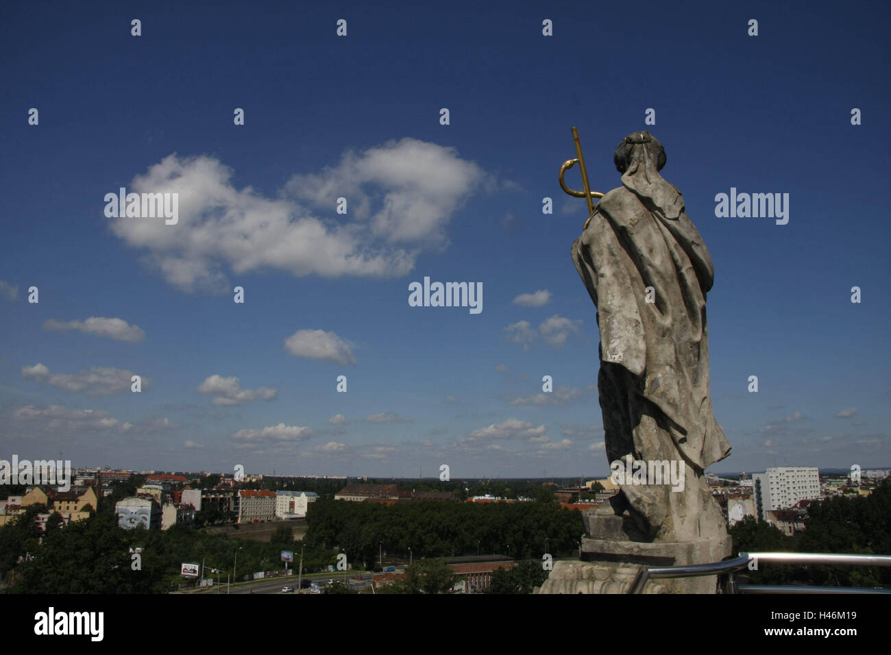 Poland, Wroclaw, town overview, mathematics tower, figure Stock Photo ...