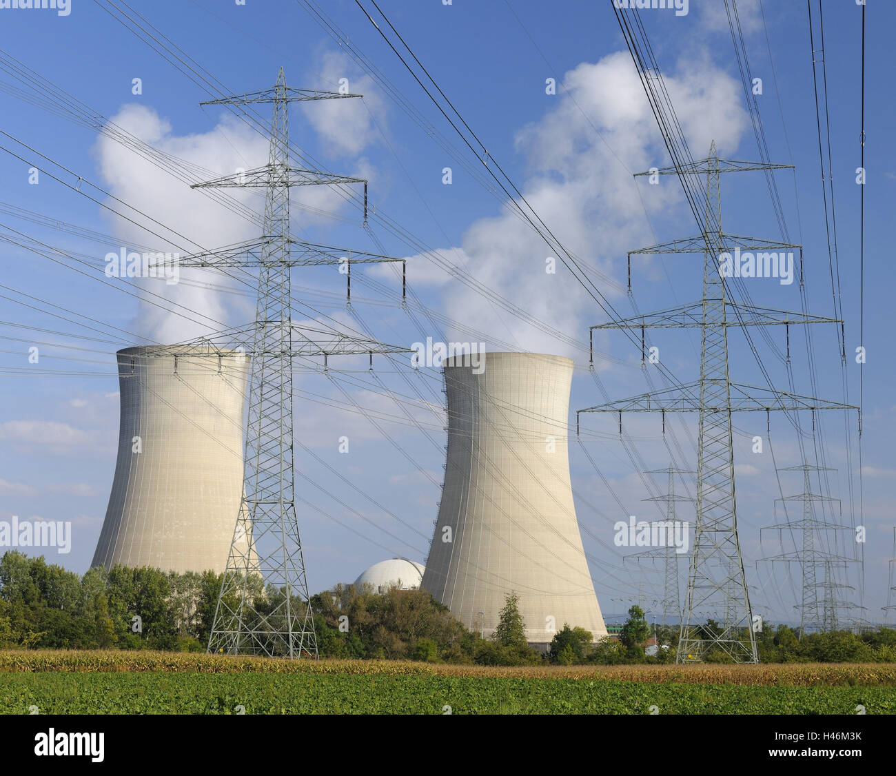 Nuclear power plant, power poles, energy Stock Photo - Alamy