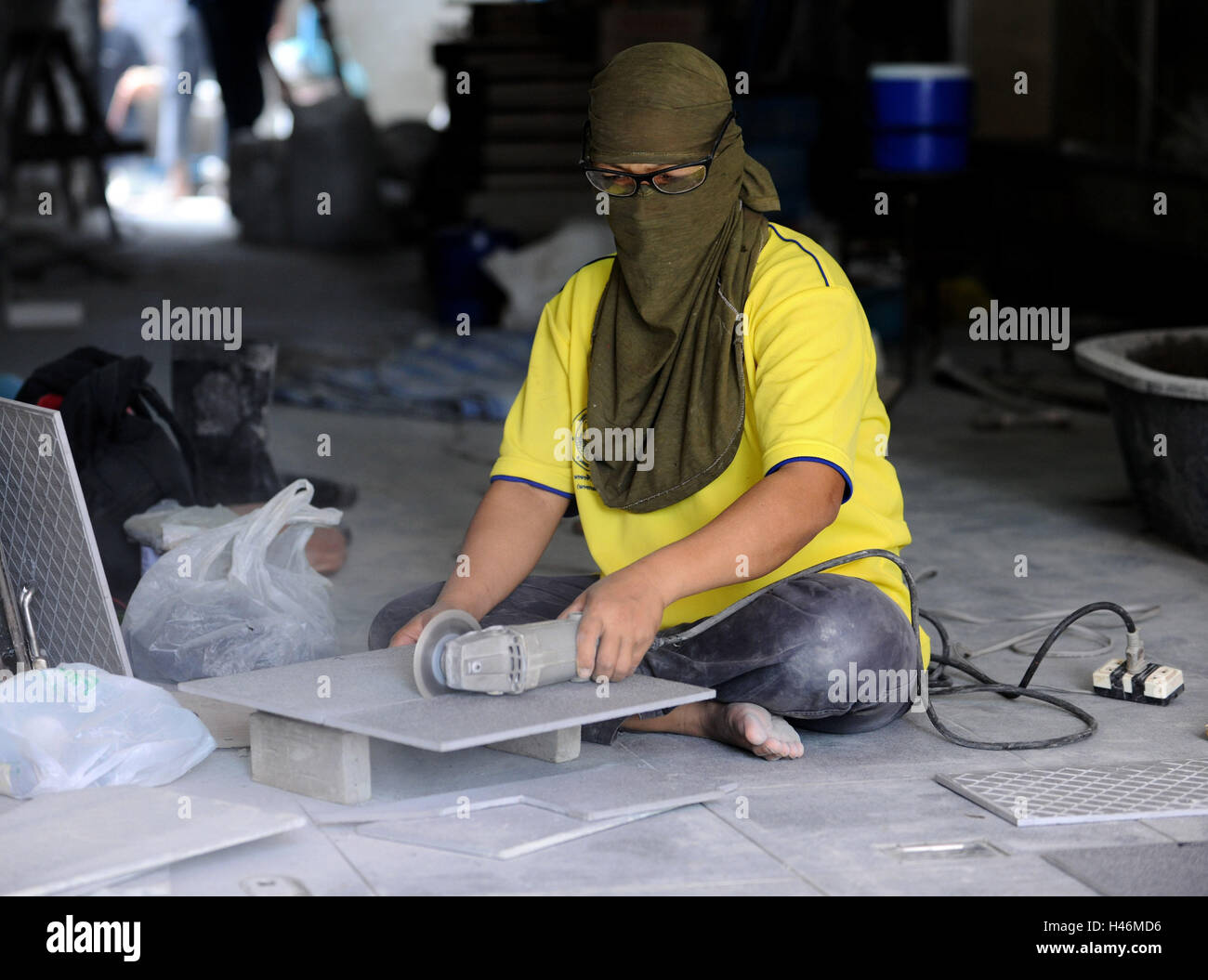 Workers, young, sit, mill, Thailand, craftsman, person, man, glasses ...