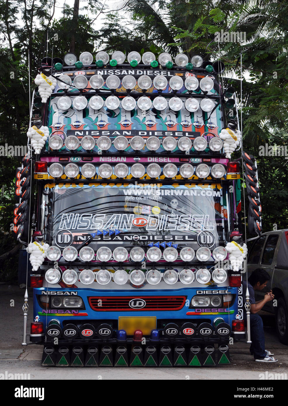 Coach, headlight, vehicle, bus, means transportation, person, man, sit ...