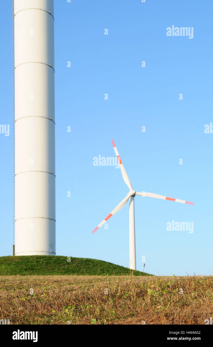 Wind turbine, heaven, blue, Germany, Nordostdeutschland, Uckermark ...