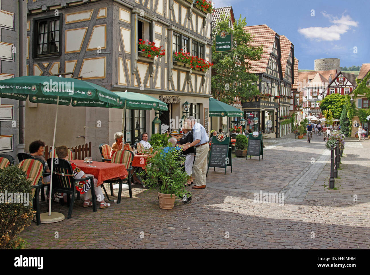 Germany, Baden-Wurttemberg, home Besig, Old Town, pedestrian area, street cafe, half-timbered ...