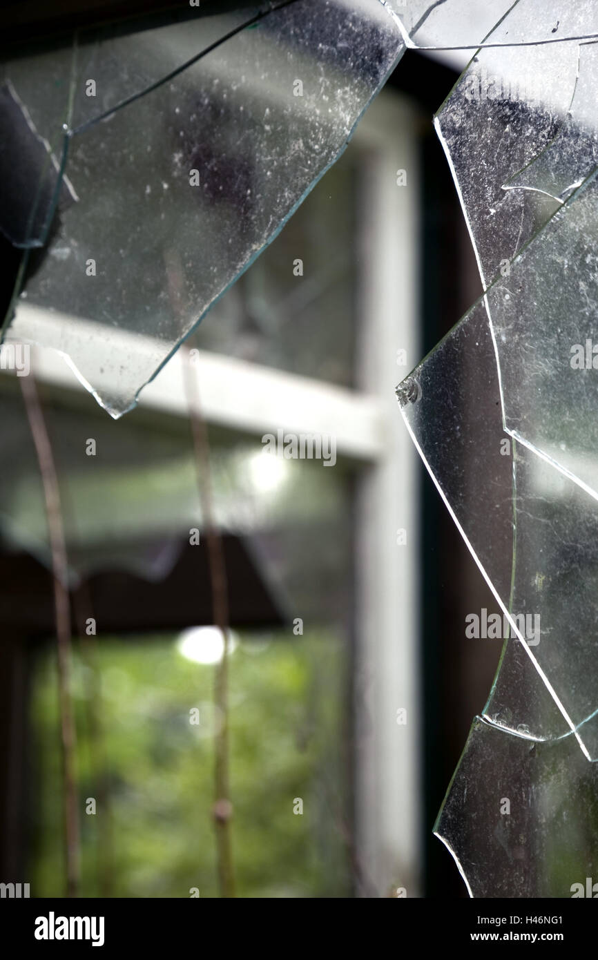 Window, glass, broken, detail, window pane, broken, outside, sharp ...