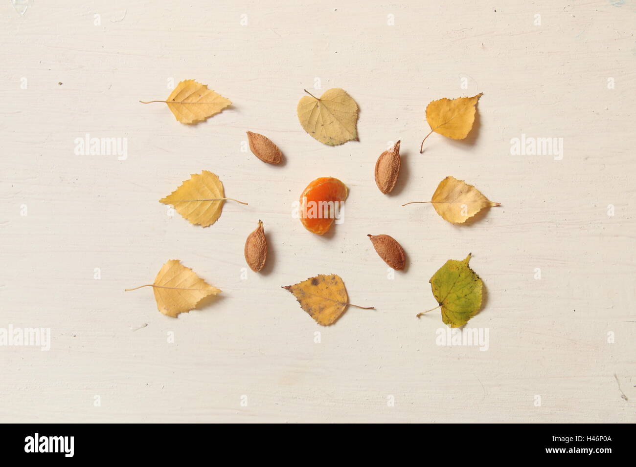 Fall. Autumn composition. with leaves and nuts Stock Photo - Alamy