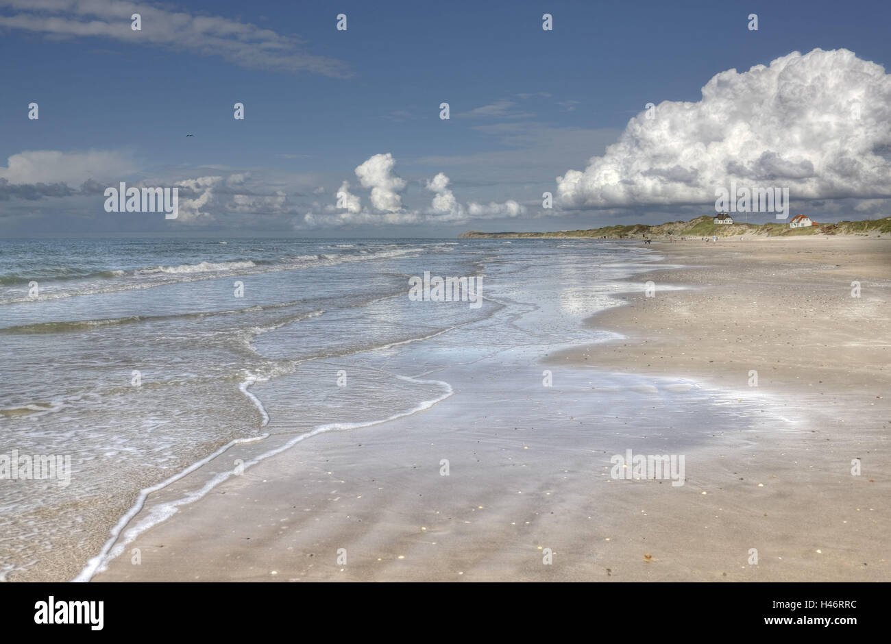 Denmark, Jutland, Lökken, beach, sea, cloud, weather, heaven, waters ...