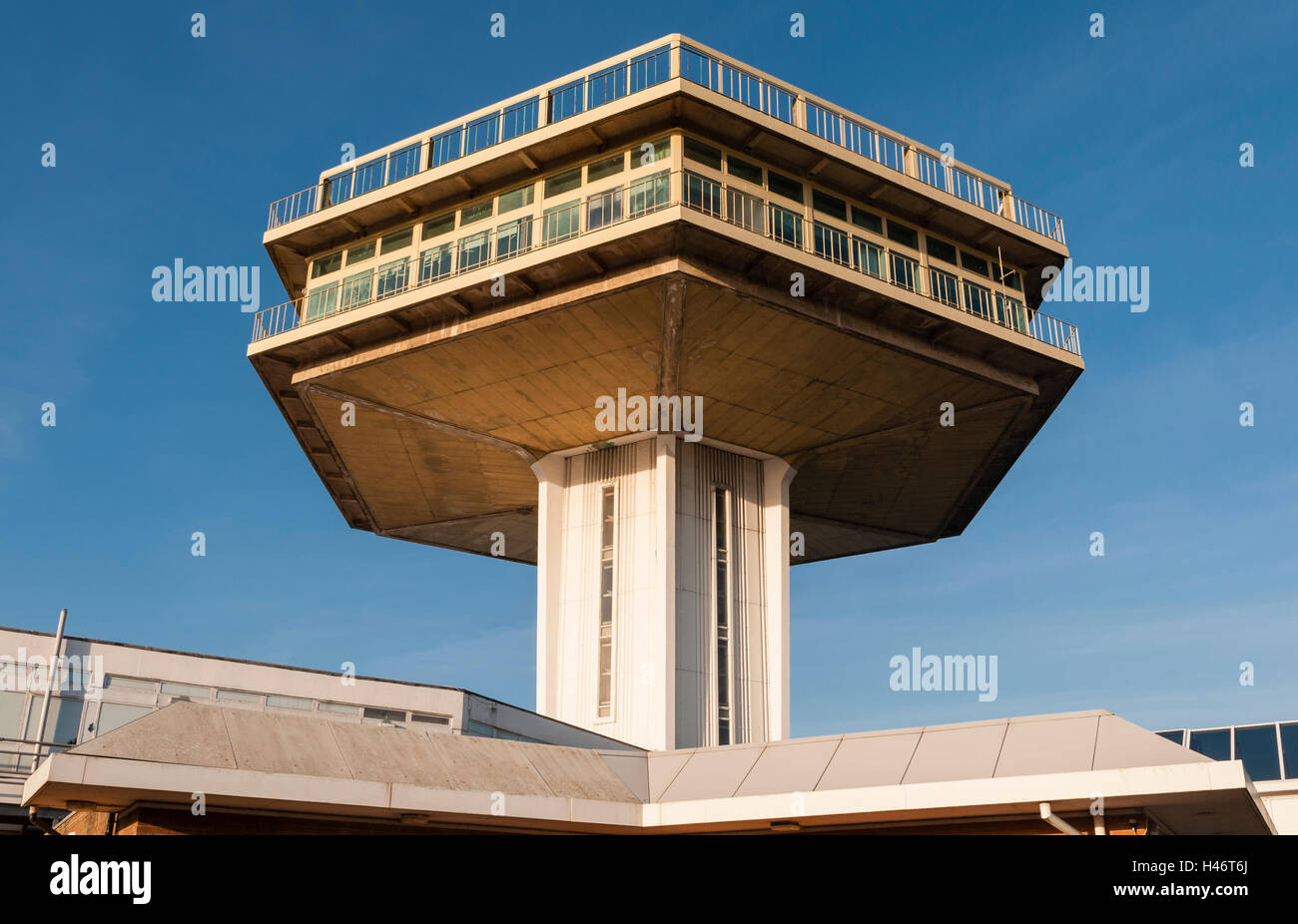 Lancaster (Forton) Services, UK, on the M6 motorway. The Pennine Tower ...