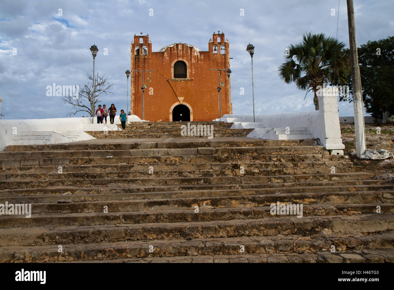 typical colonial church in south mexico, yucatan Stock Photo - Alamy