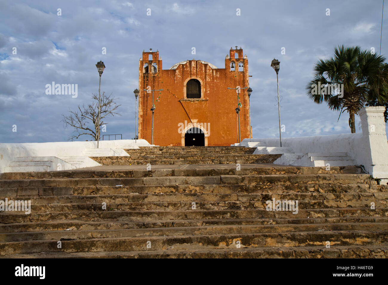 typical colonial church in south mexico, yucatan Stock Photo - Alamy
