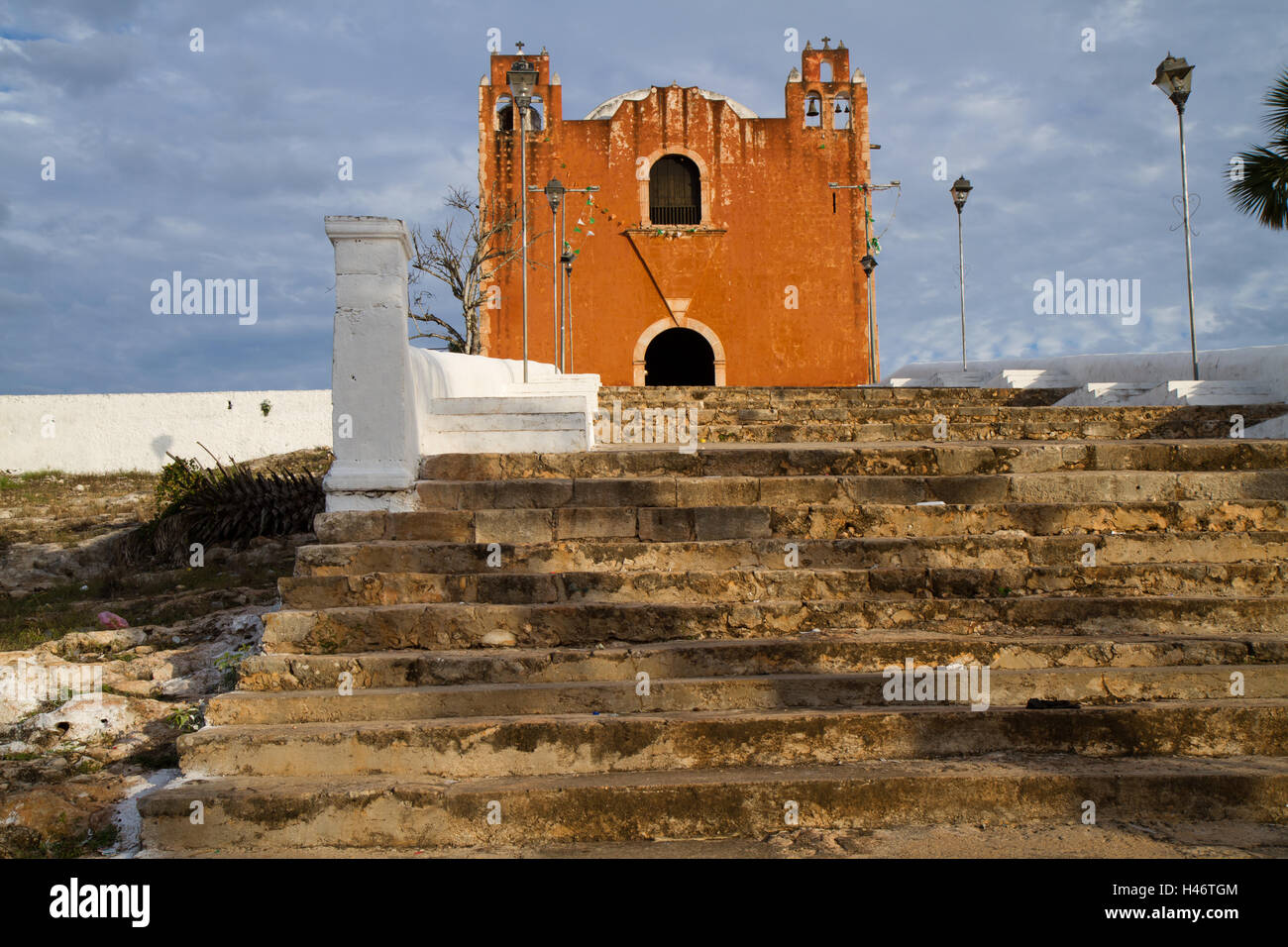 typical colonial church in south mexico, yucatan Stock Photo - Alamy