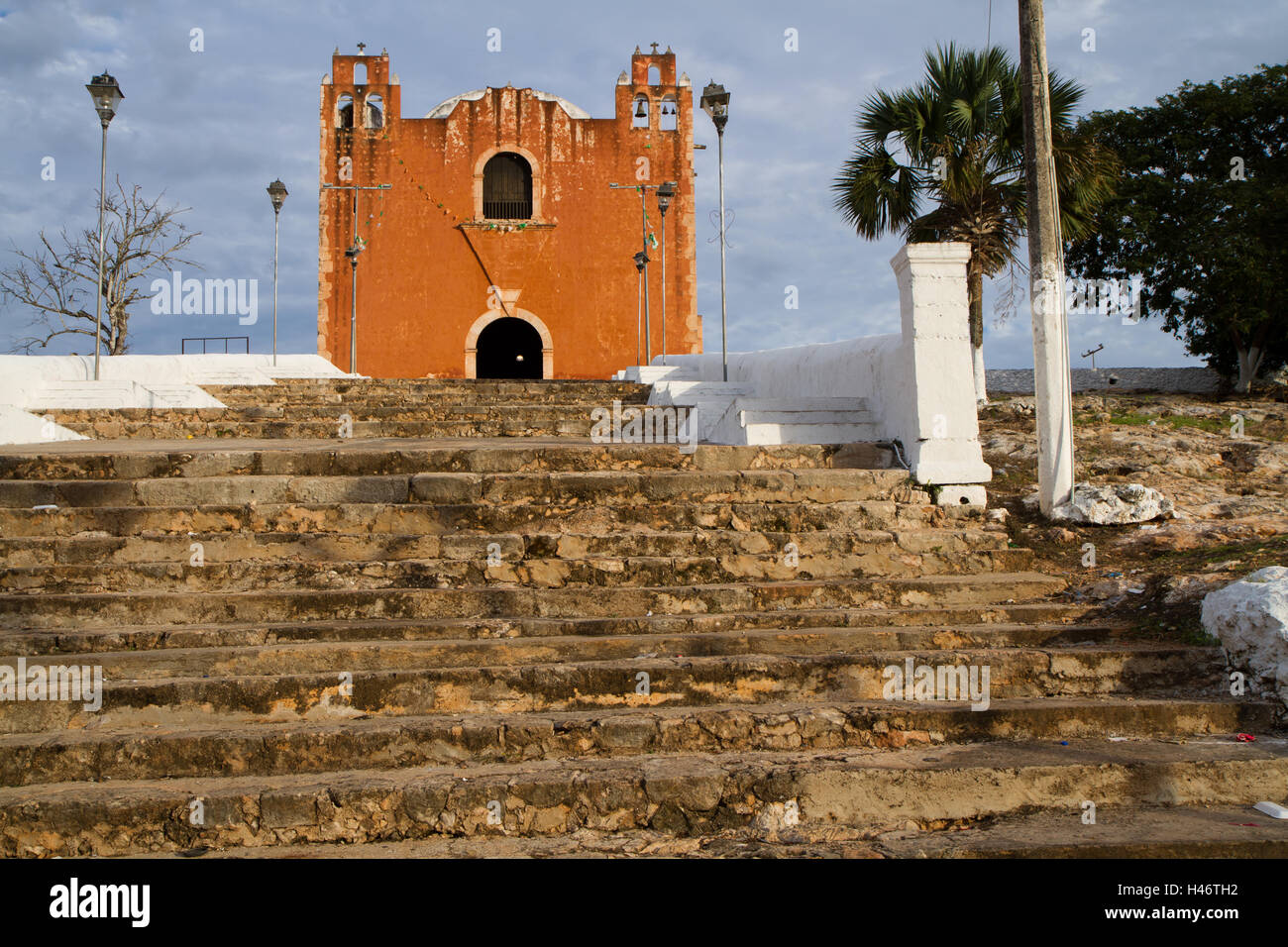 typical colonial church in south mexico, yucatan Stock Photo - Alamy