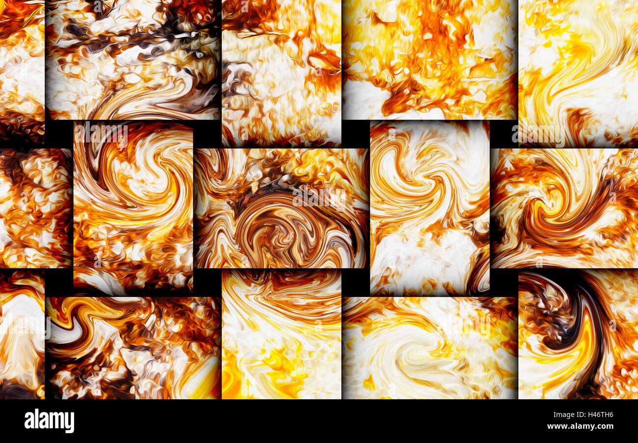 Fire flames background, mosaic structure. Computer collage. Earth ...