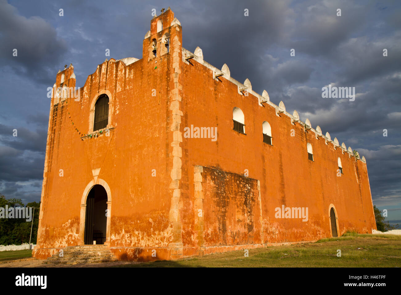 typical colonial church in south mexico, yucatan Stock Photo - Alamy