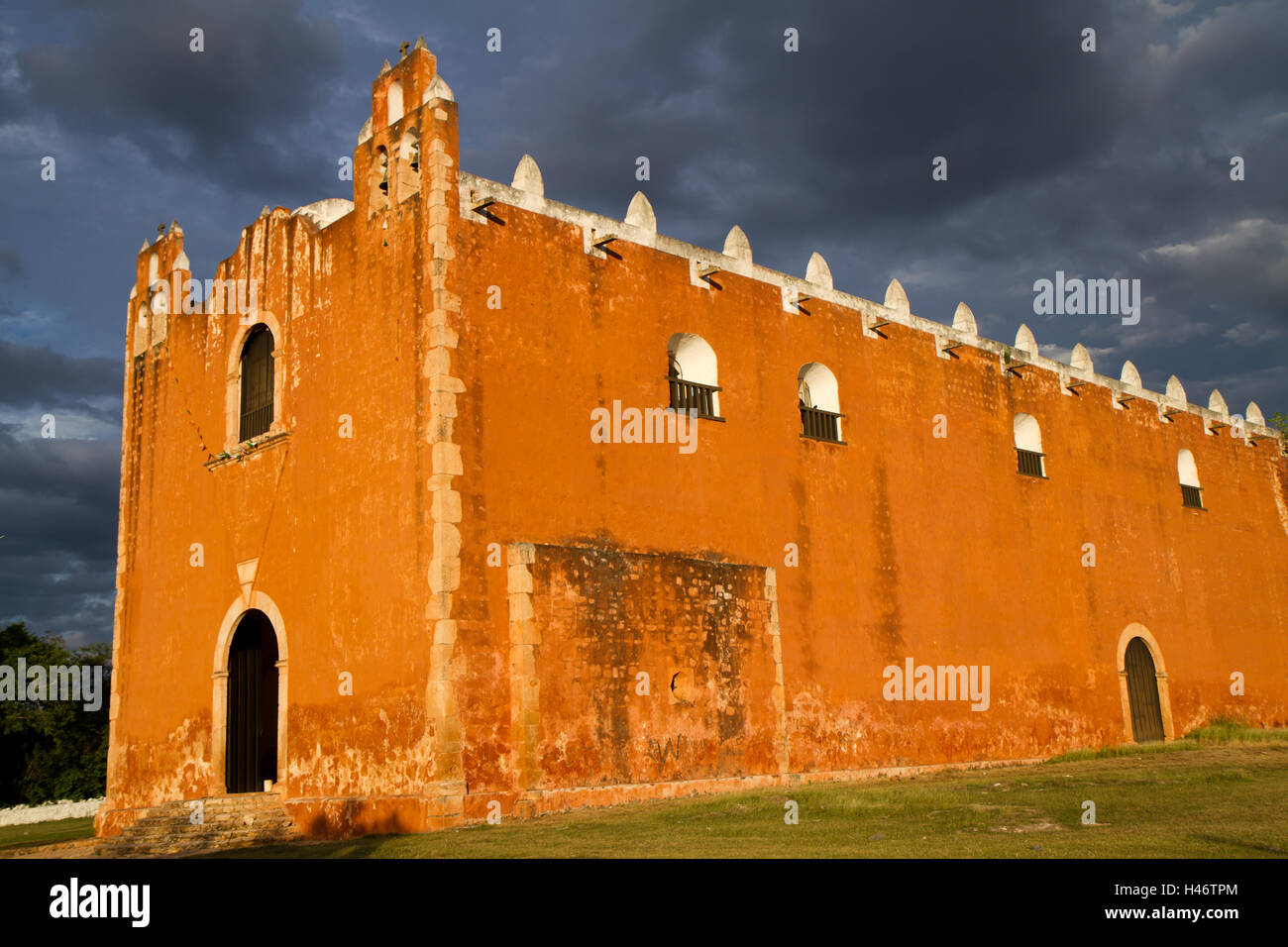 typical colonial church in south mexico, yucatan Stock Photo - Alamy