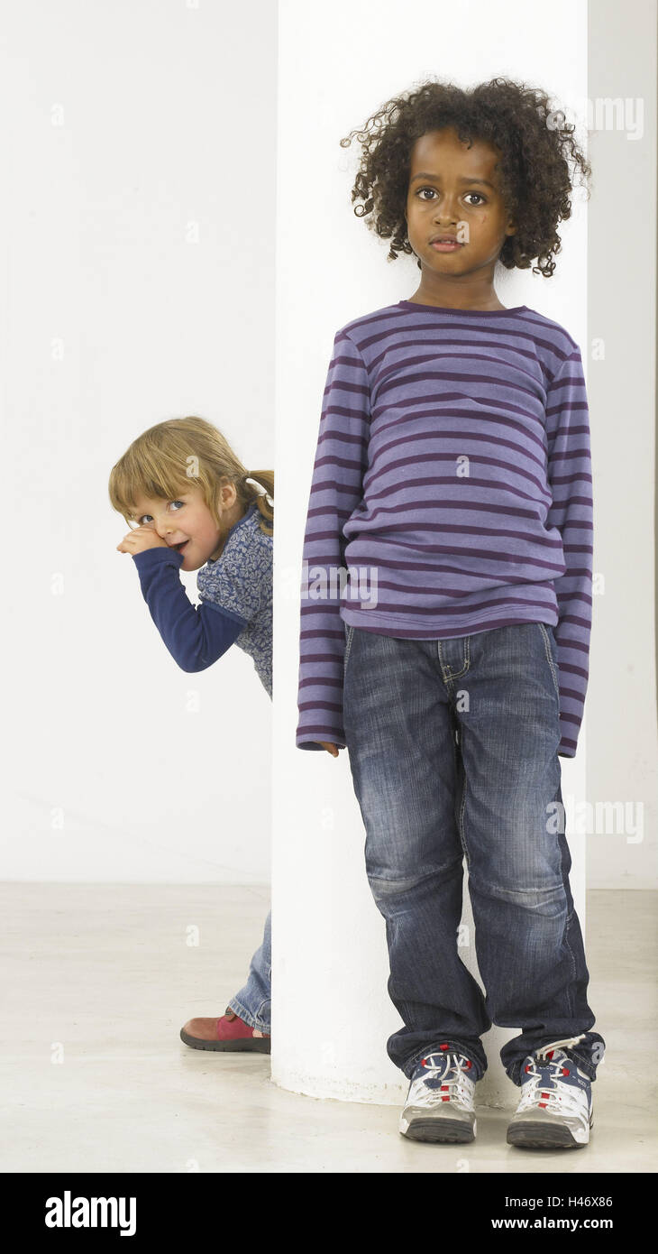 Boy, colourfully, pillar, anlenhen, girls, blond, hide, model released ...