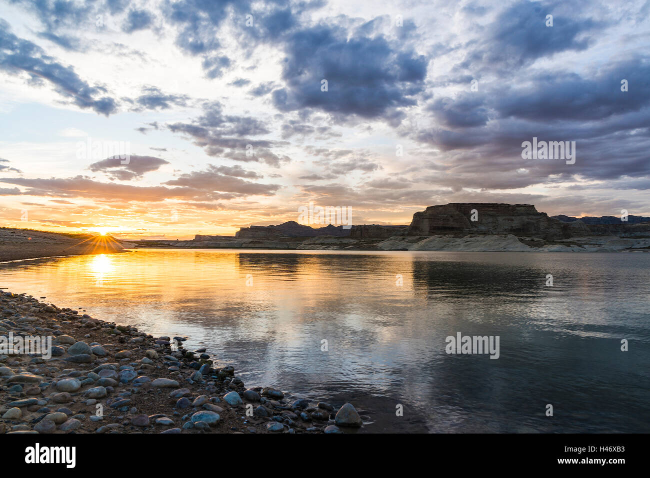 Sunset at Lone Rock Beach, Lake Powell, Arizona, USA Stock Photo - Alamy