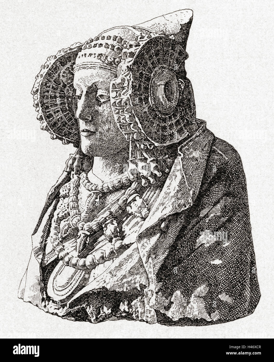The Lady of Elche or Lady of Elx, limestone bust discovered in 1897 at ...