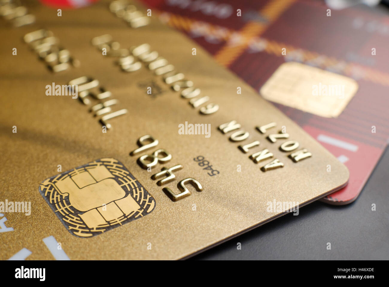 Plastic payment card chip Stock Photo - Alamy