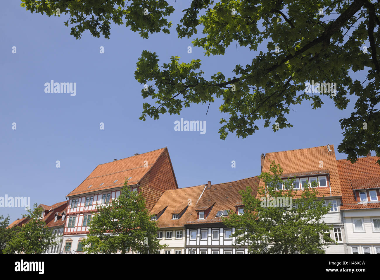 Half-timbered houses on the marketplace, Old Town, Osterode, Harz ...