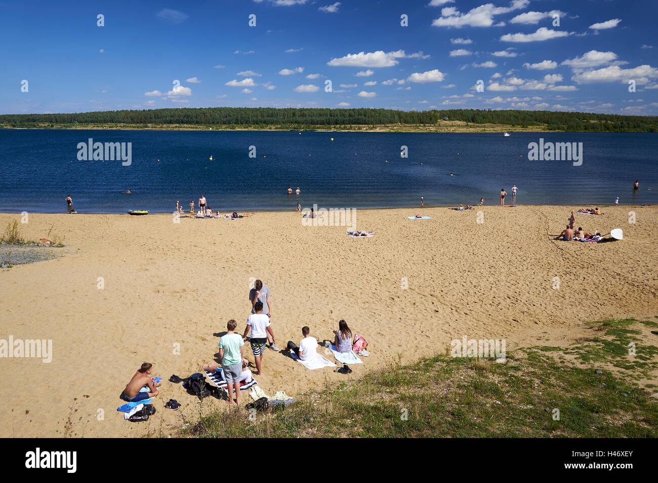 Beach at Cape Zwenkau at Zwenkauer Lake, Saxony, Germany Stock Photo ...
