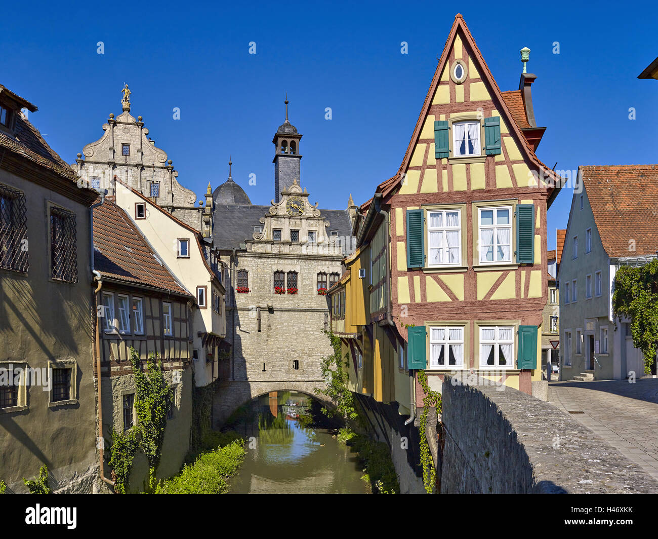 Bridge City Hall and Malerwinkelhaus in Marktbreit am Main, Lower ...