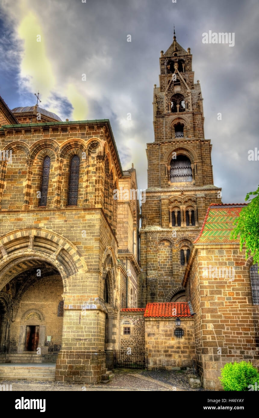 Cathedral Notre-Dame of Le Puy-en-Velay - Auvergne, France Stock Photo ...