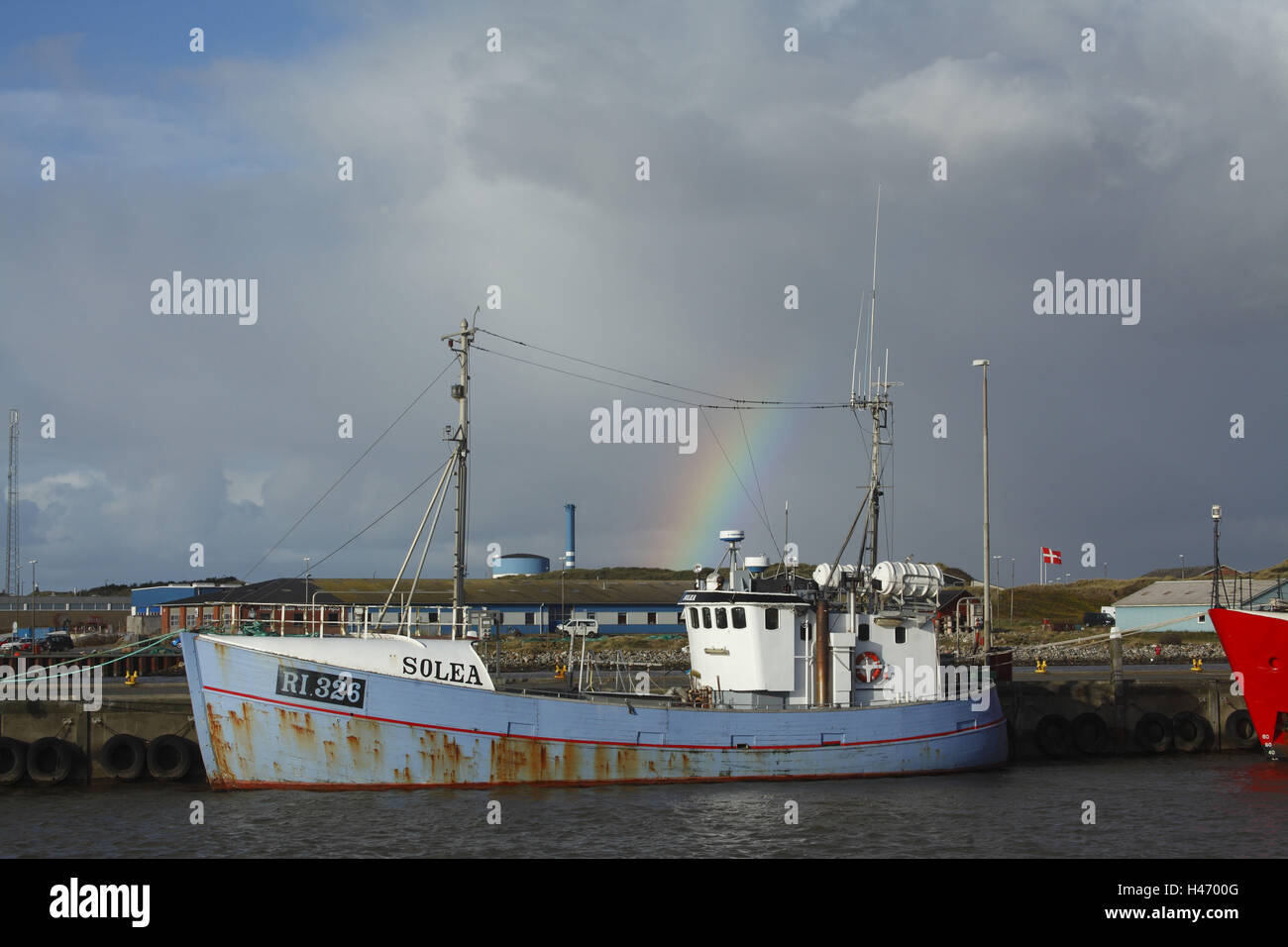 Denmark, Jutland, Trawler in the fishing port of Hvide Sande Stock ...