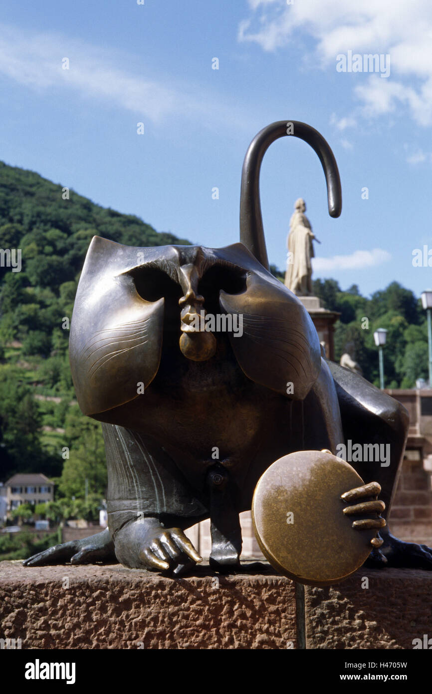 Germany, Baden-Wurttemberg, Heidelberg, Old Town, old bridge, simian ...