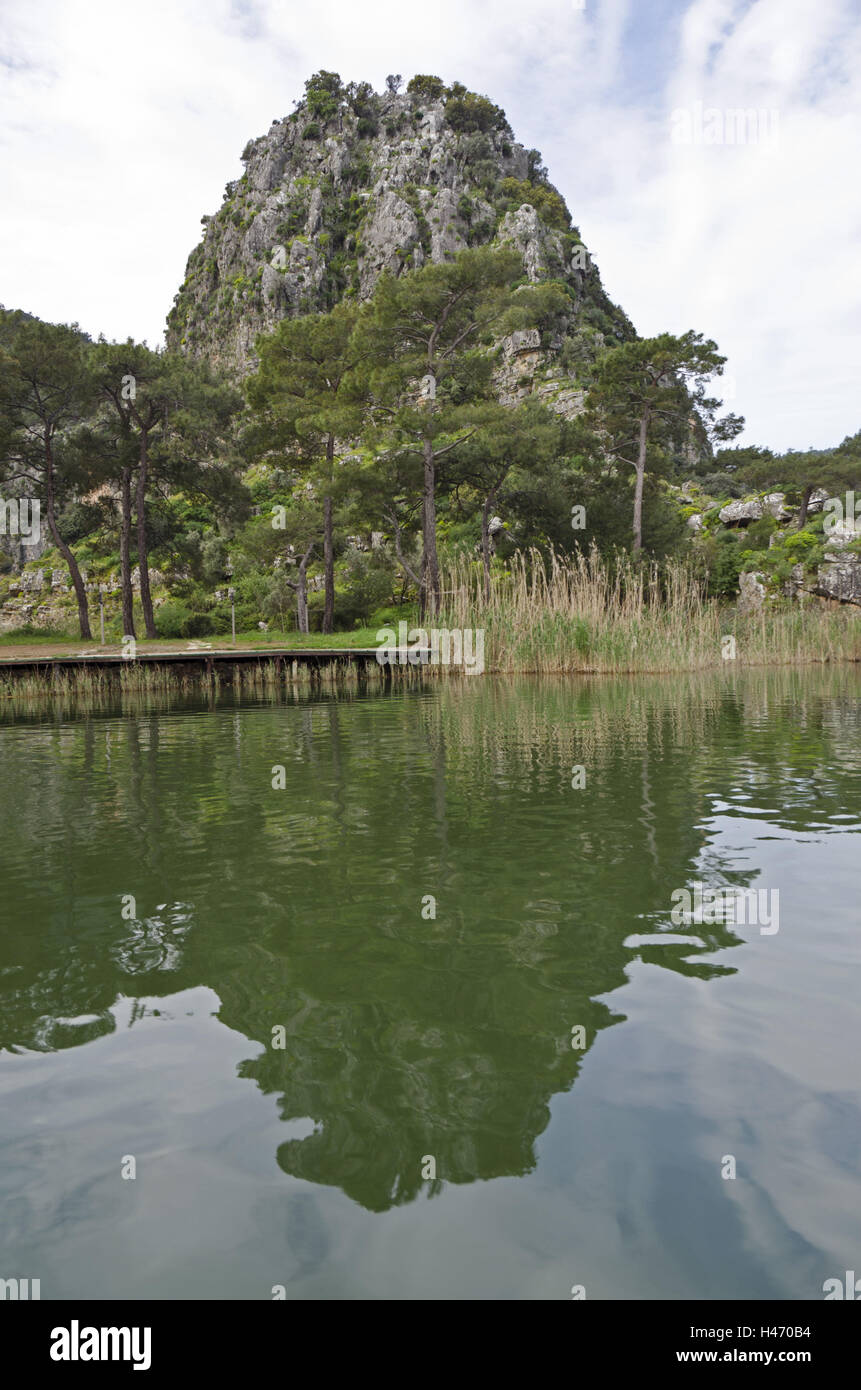 Turkey, southwest coast, province of Mugla, Dalyan, river scenery, rock ...