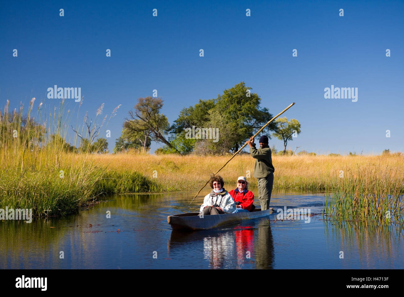 Africa, Namibia, Okawango delta, Mokoro boat, tourist Stock Photo - Alamy