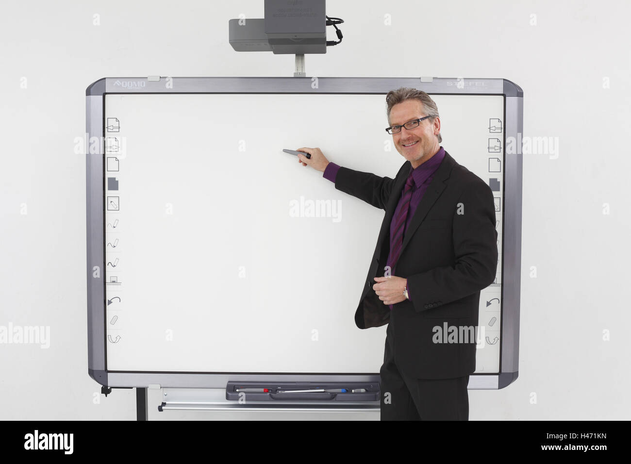 Man, Whiteboard, sign Stock Photo - Alamy