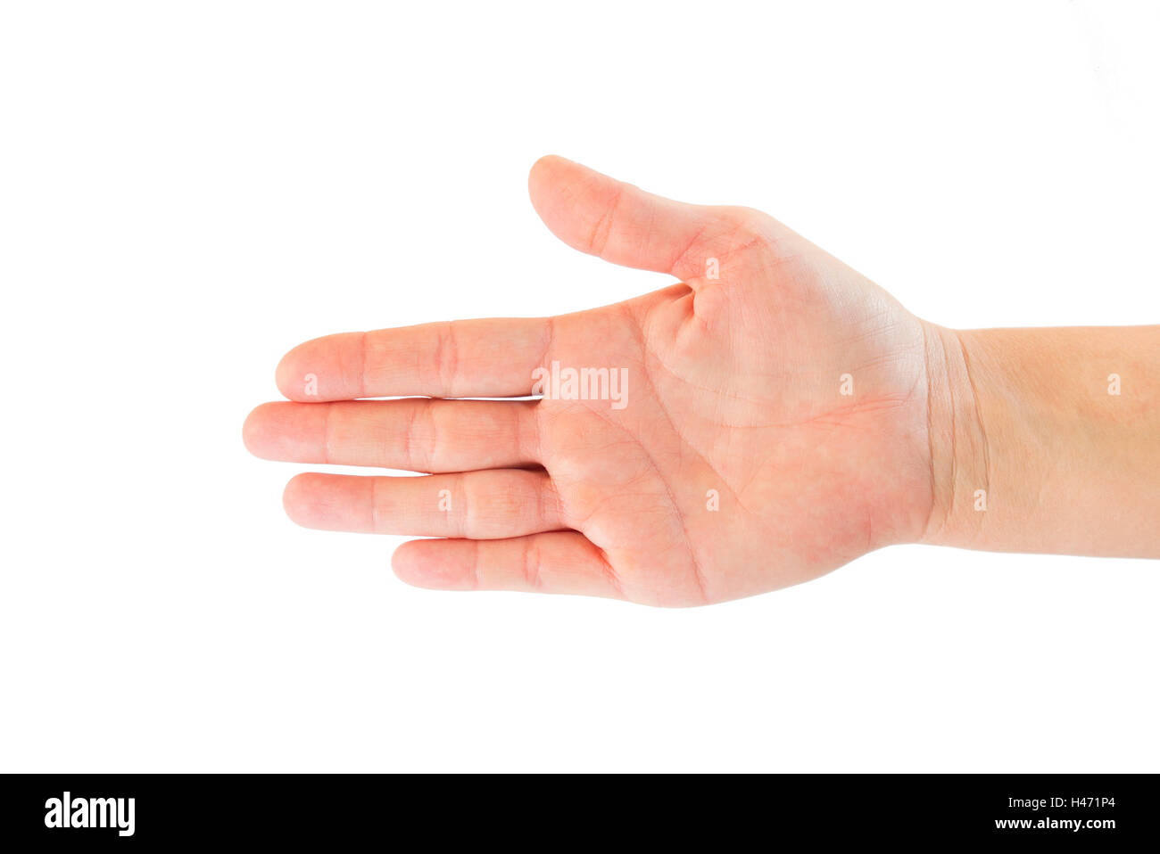 An empty hand with white background Stock Photo - Alamy