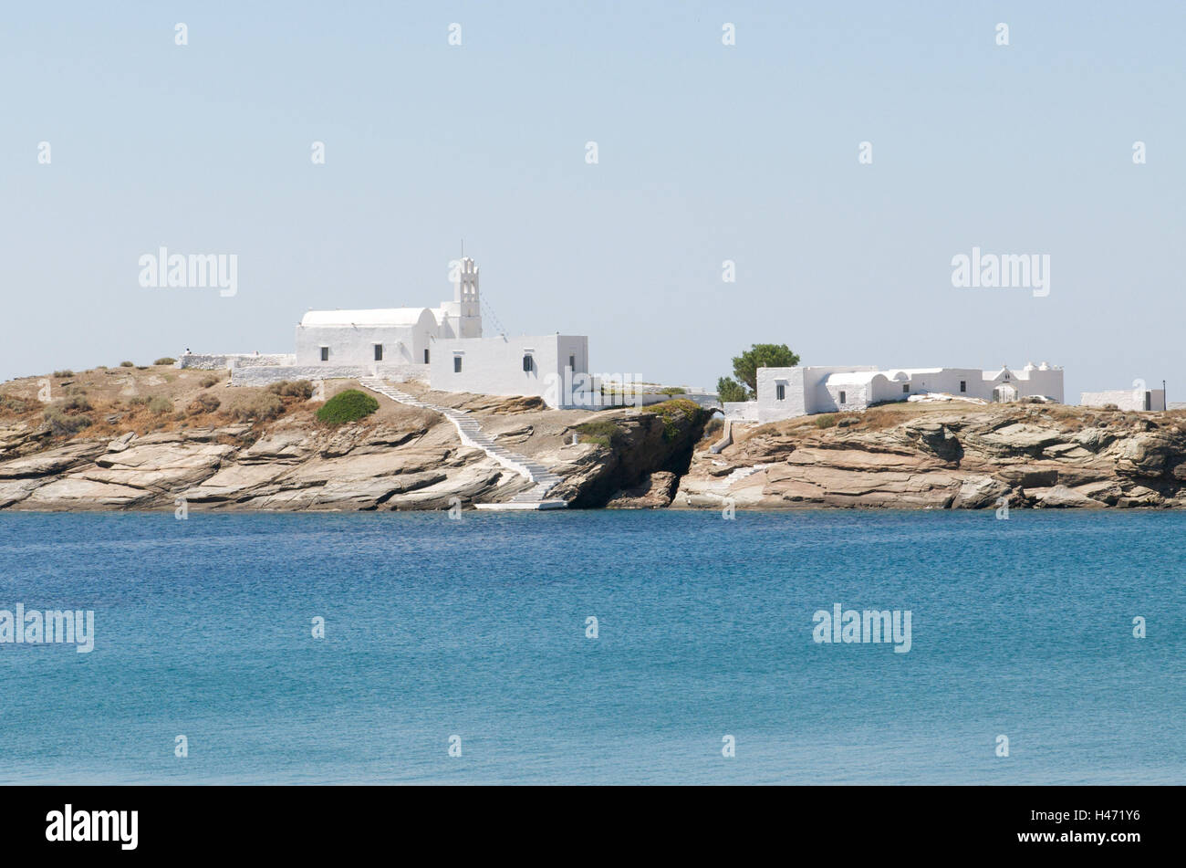 Monastery of Chrisopigi, island Sifnos, the Cyclades, Greece Stock ...