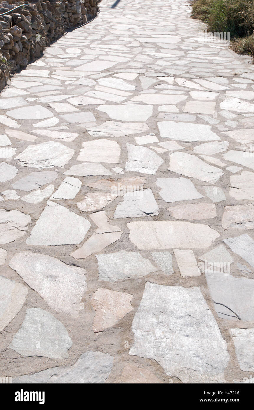 Stone pavement, path, island Sifnos, the Cyclades, Greece Stock Photo ...