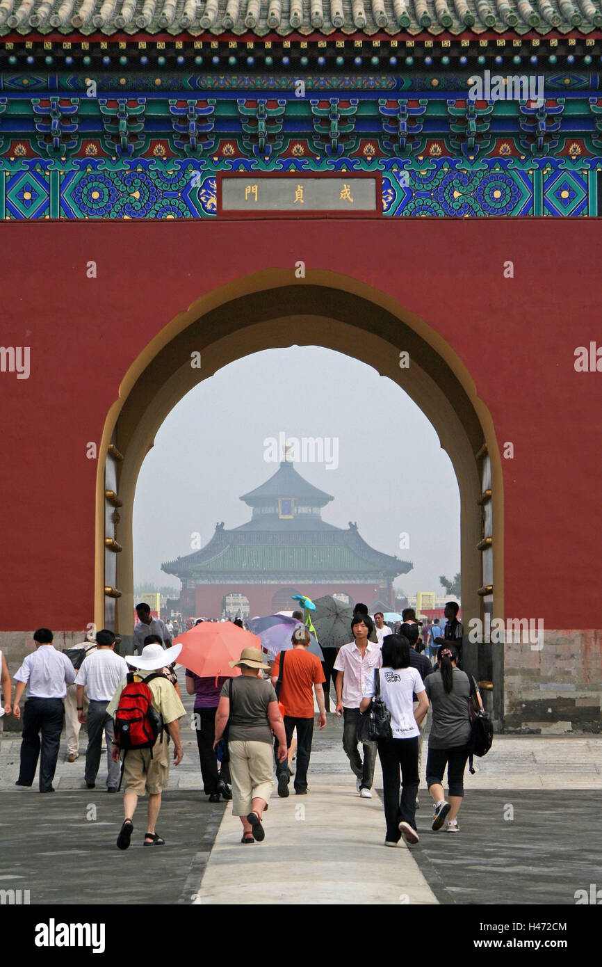 China, Peking, Temple of Heaven, gate, tourists, passage Stock Photo ...