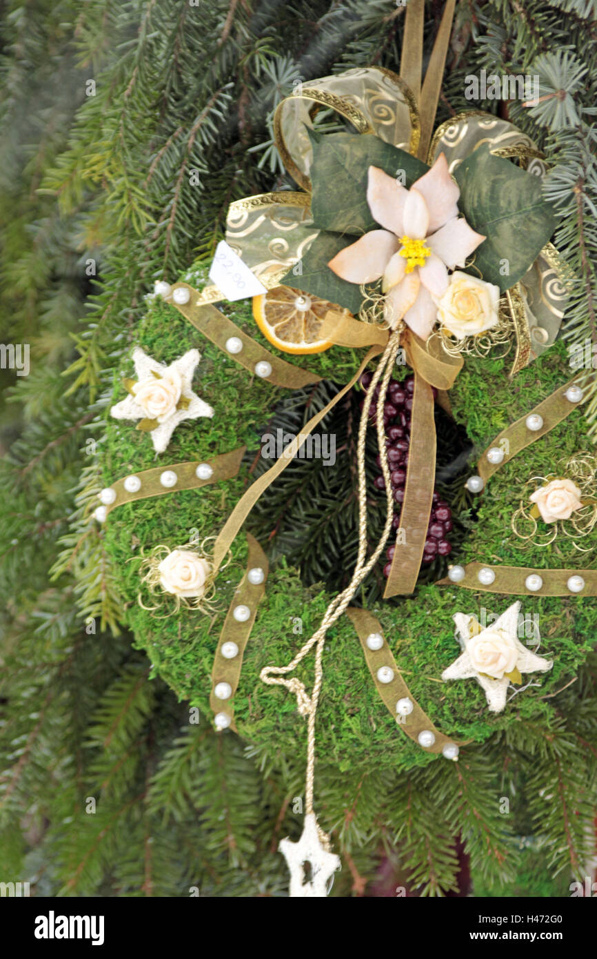 Door rim, legato, green, icon, rim, cords, loops, blossom, stars, twigs ...