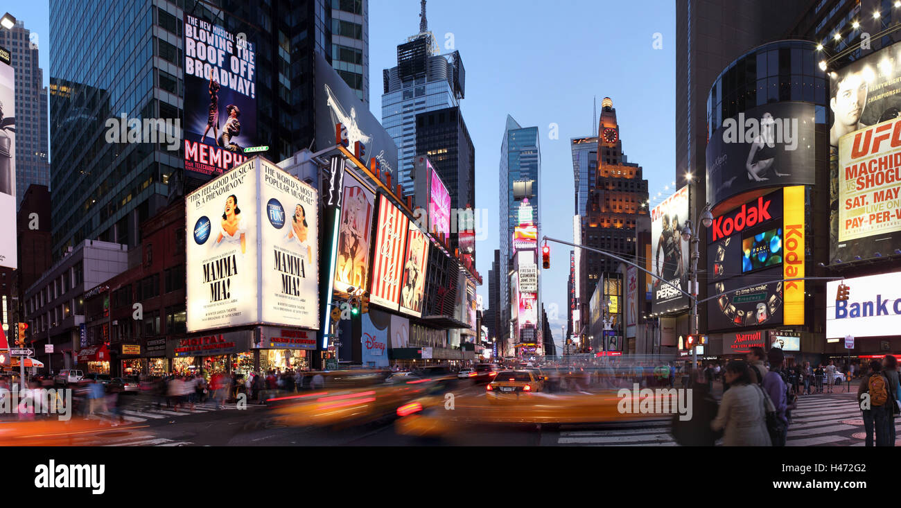 USA, New York City, Manhattan, Times Square, evening, panorama Stock ...