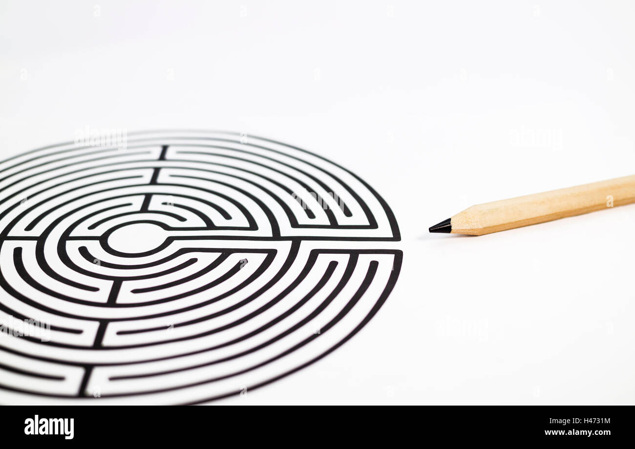 Drawn labyrinth in white background Stock Photo - Alamy