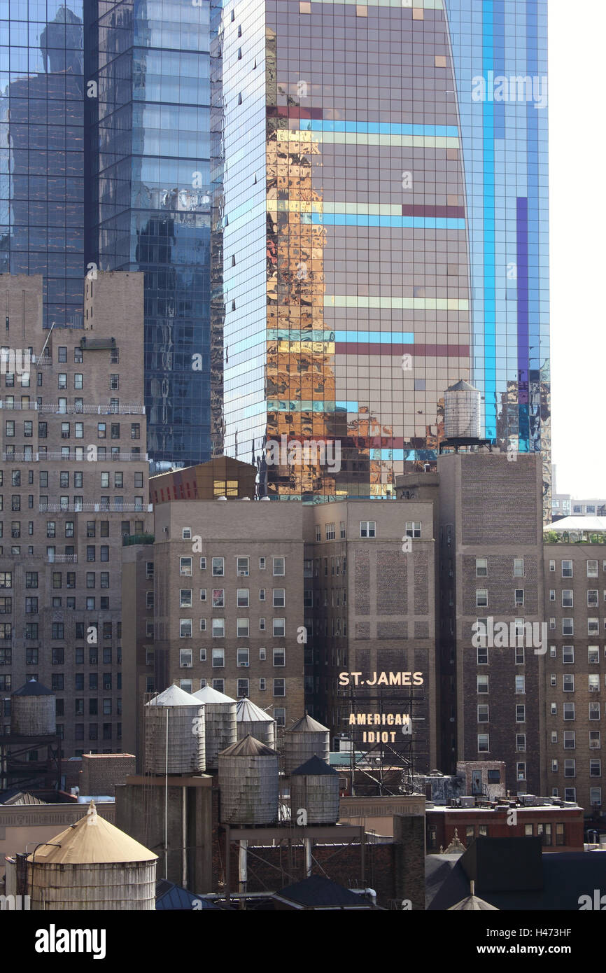 The USA, New York city, Manhattan, skyscraper, glass front, houses ...