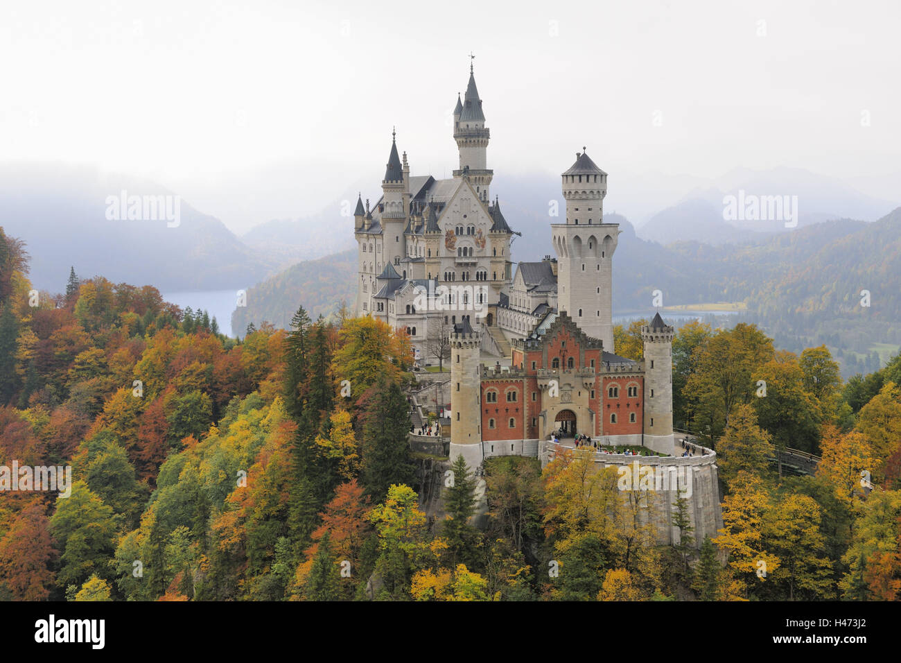 Germany, Bavaria, Allgäu, castle new swan's stone, from above ...