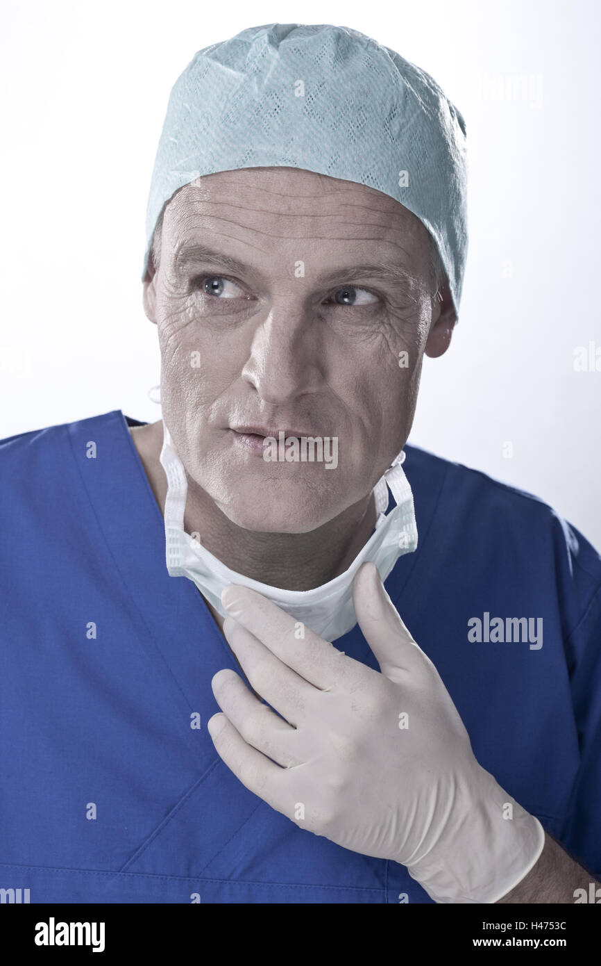Op. doctor with mask, view side view, portrait Stock Photo - Alamy