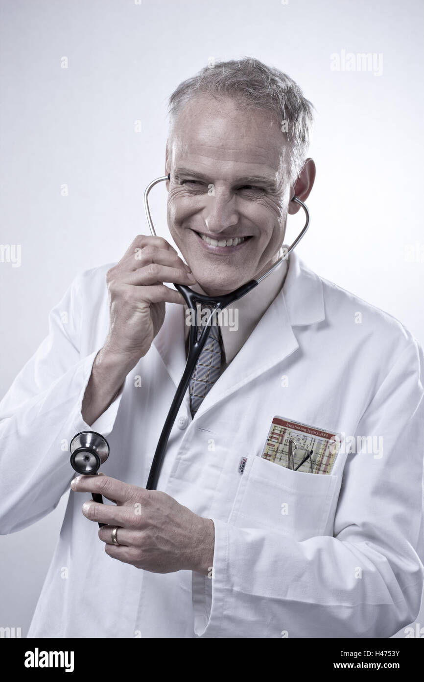 Doctor with stethoscope, laugh, portrait Stock Photo - Alamy